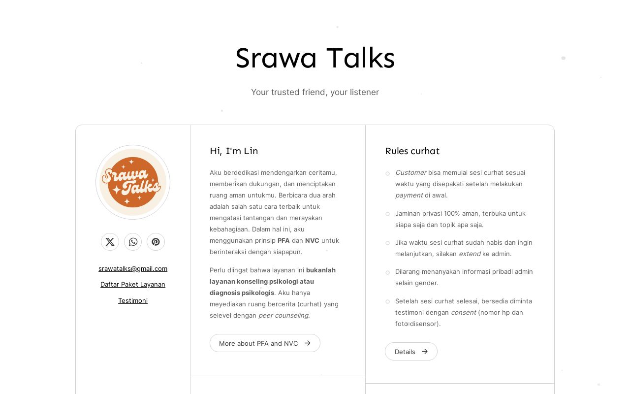 Srawa Talks Official Carrd